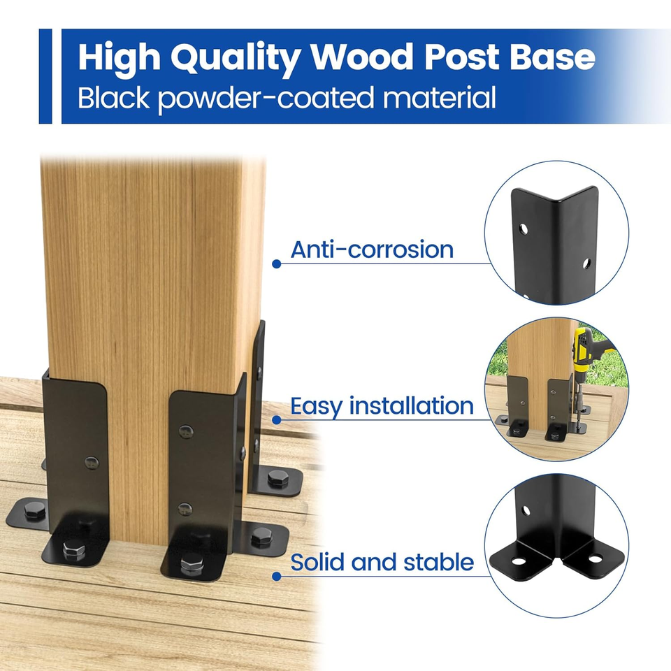 4Pack Adjustable Post Base Brackets Deck Post Anchor Fit 1.5X1.5,2X2 ...