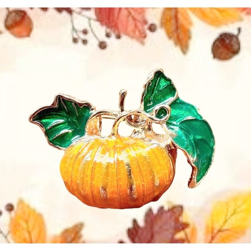 Pumpkin Brooch Pin New Fall Leaves Thanksgiving Bountiful Harvest ...