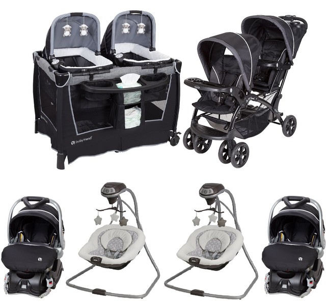 Baby Double Stroller Combo Twins Nursery Center Newborn Car Seat & Base ...