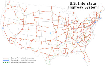 United States Interstate Highway Network System Map Poster Art Print ...