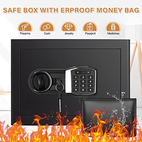 Home Safe Fireproof Waterproof, Fireproof Safe Box Money Bag, Digital ...