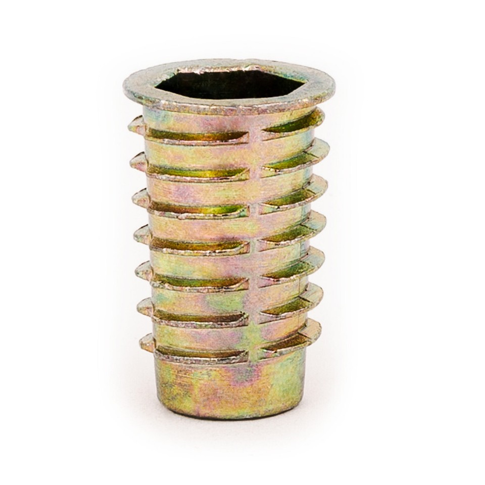 E-Z Hex Flanged Threaded Inserts for Soft Wood - 8-32, 10-24, 1/4-20, 5 ...
