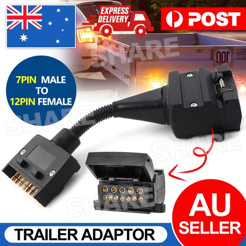 12 PIN FEMALE SOCKET TO 7 PIN FLAT PLUG TRAILER ADAPTOR CARAVAN WIRING ...