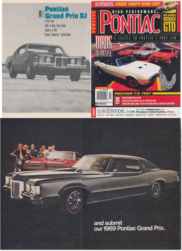 1969 PONTIAC GRAND PRIX AD & ARTICLE & HIGH PERFORMANCE PONTIAC ...