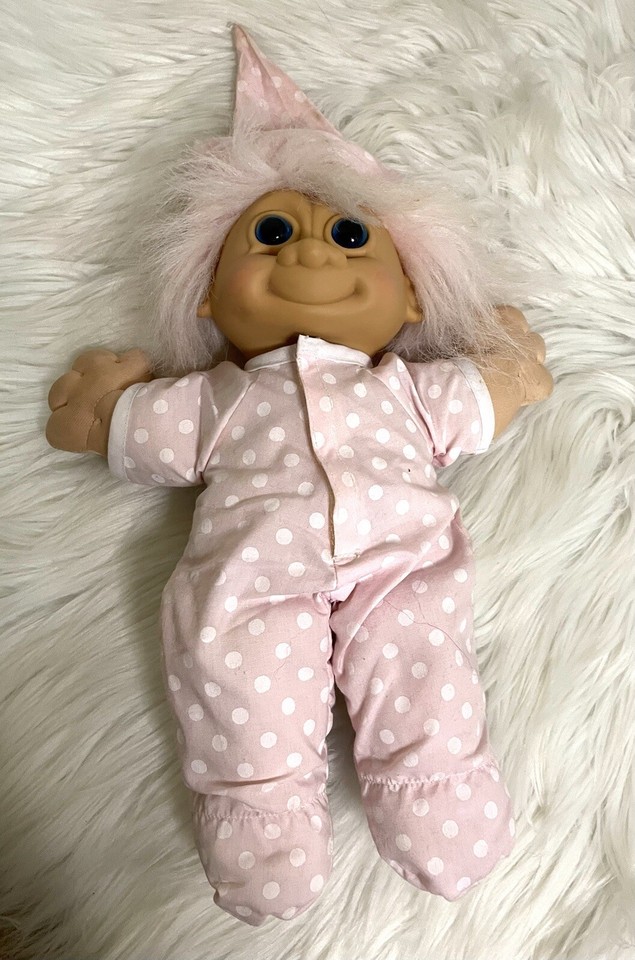 Russ Troll Doll Baby Plush Body Polka Dot Pajamas Hat Vintage 1990's ...