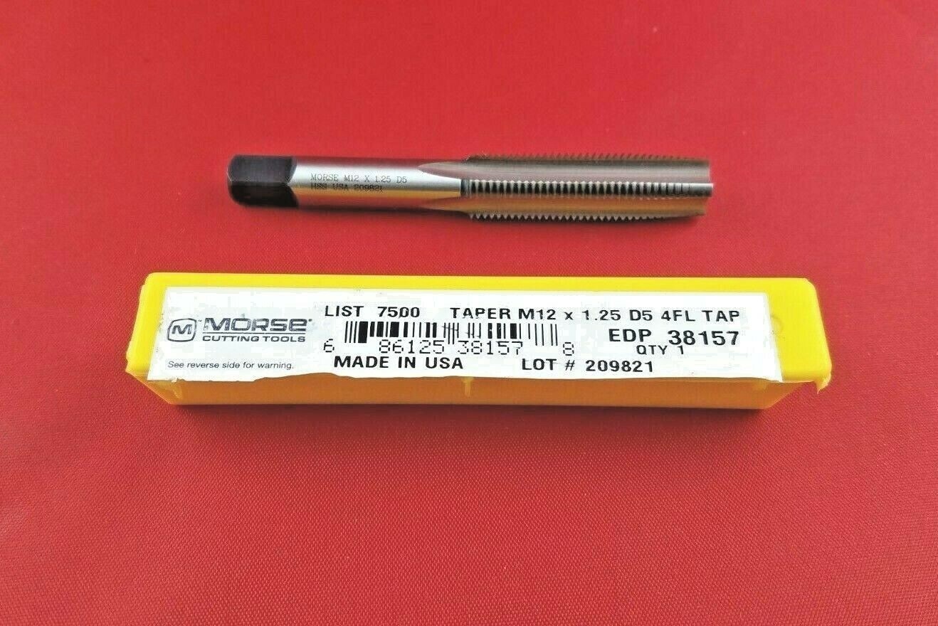 M12 X 1.25 Taper Tap 12MM HSS Morse MT3838157 Starter Tap 4FL RH D5 USA ...