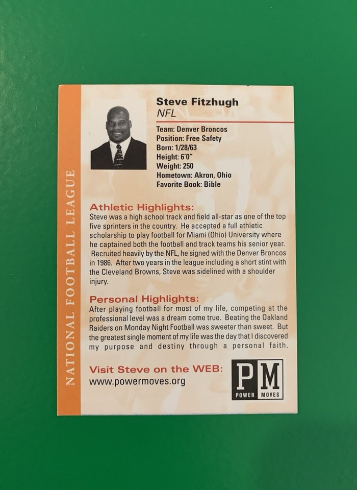 Steve Fitzhugh Autographed Denver Broncos Football Card | eBay