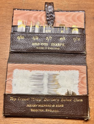 Henry Milward and Sons Vintage needle case with over 100 gold sharp ...