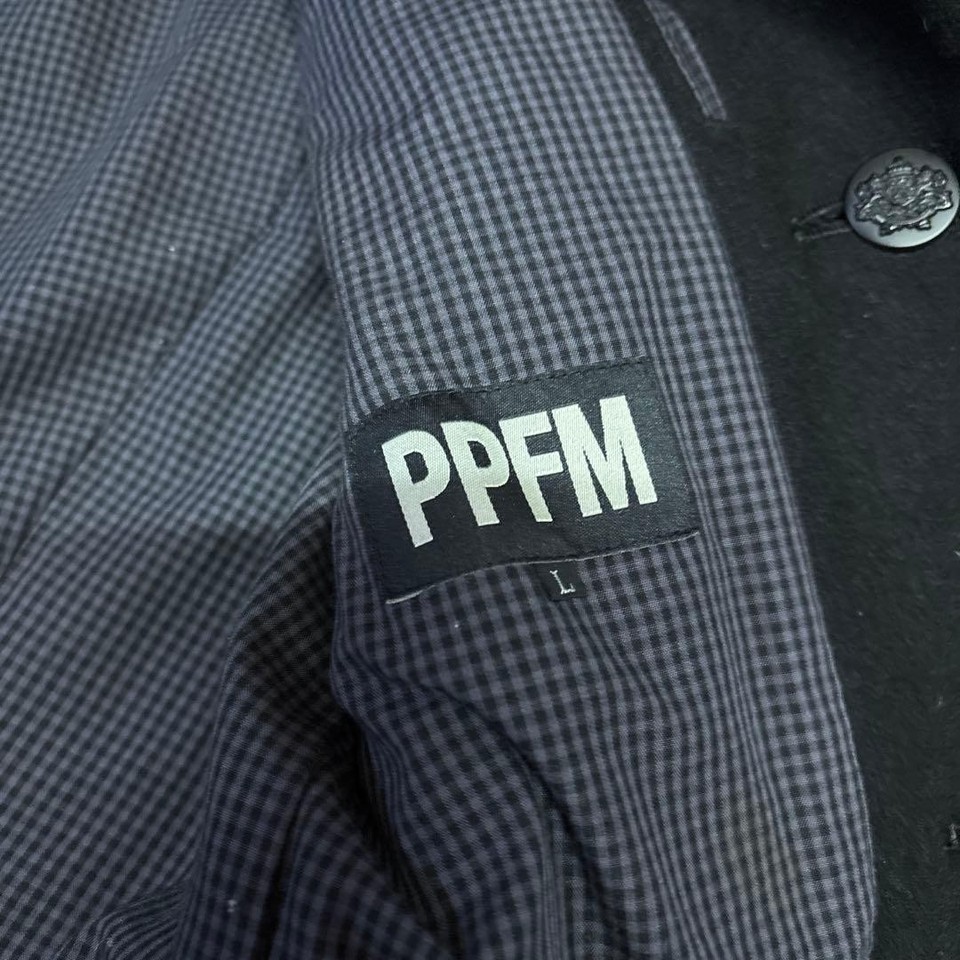 PPFM Black Peacoat L Size with Gold Buttons & Check Lining | eBay Australia
