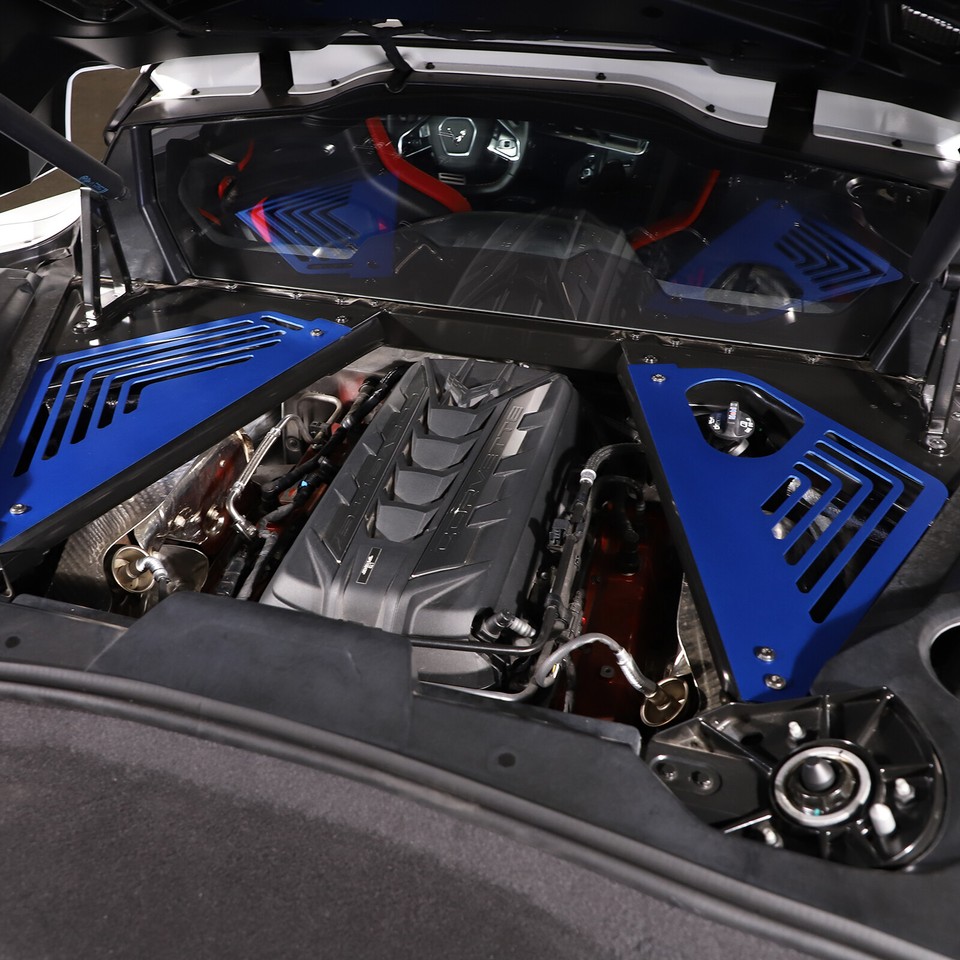 Blue Engine Cover For Corvette C8 2020-23 POWDER COATED Engine Bay ...