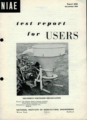 NIAE Test Report Melodrive Fertilizer Broadcaster 1964 3772F | eBay UK