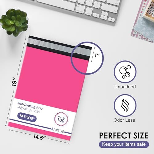 Hot Pink Poly Mailers 14.5x19 Size #7 | 100 Pcs Bulk | Shipping ...