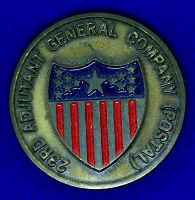 US Army 23rd Adjutant General Company Postal Post Office Challenge Coin ...