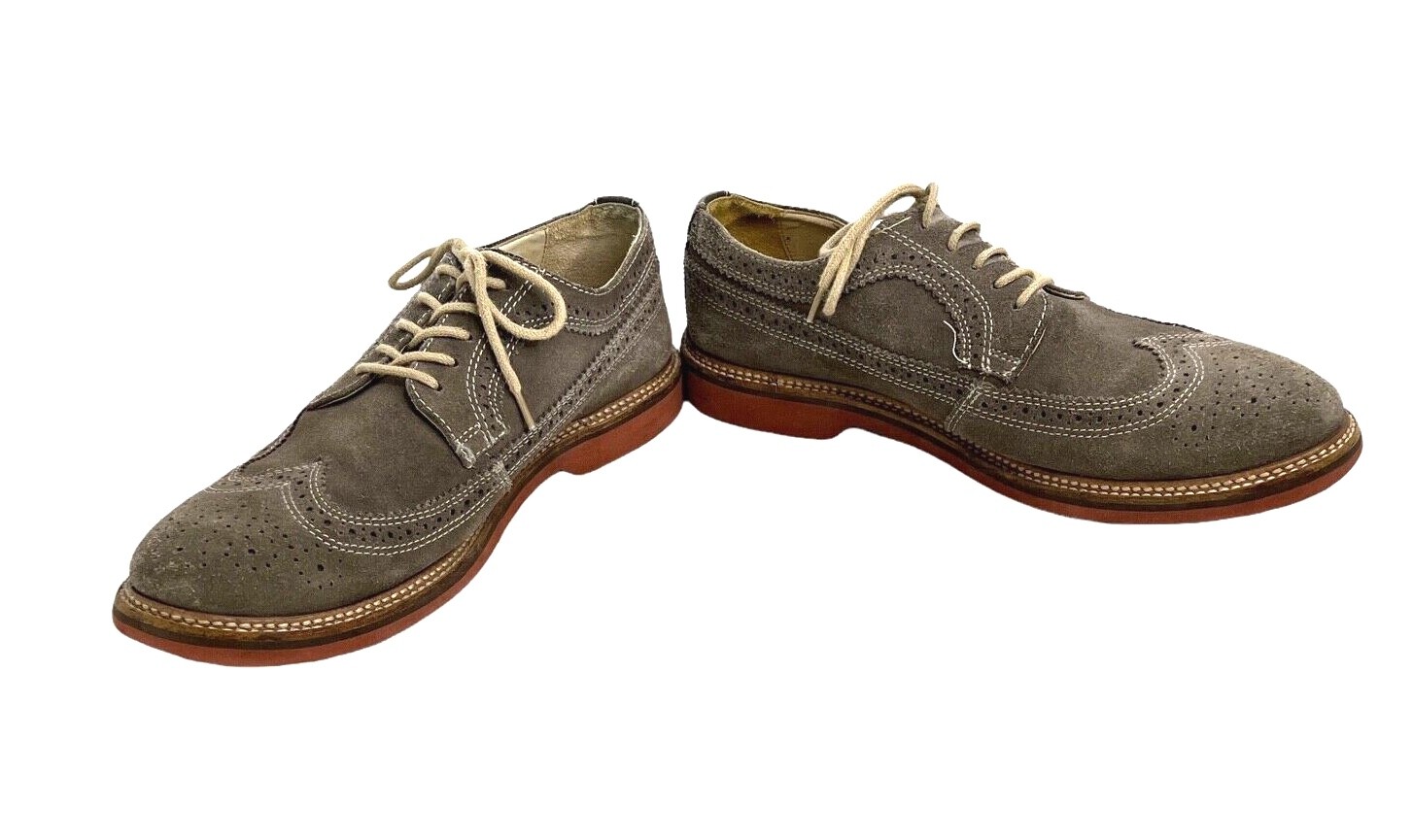 1901 Men's Tan Suede Wingtip Derby Shoes. Size 10.5 - Gem