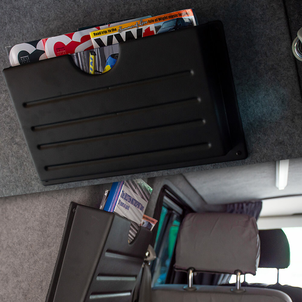 FITS VW T6 15> UNIVERSAL BLACK PLASTIC CARGO STORAGE BIN POCKET TIDY ...