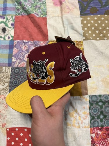 Vintage NOS 90s Chicago Wolves Snapback Hat IHL Blockhead Style G Cap ...