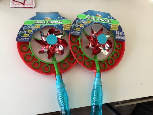 Maxx Bubbles! Bubble Pinwheel w/ Solution 2 Pack Red 8" Round & 15" New ...