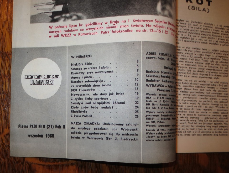 RARE DYSK OLIMPIJSKI Magazine POLAND September 1969 Polish Sports ...