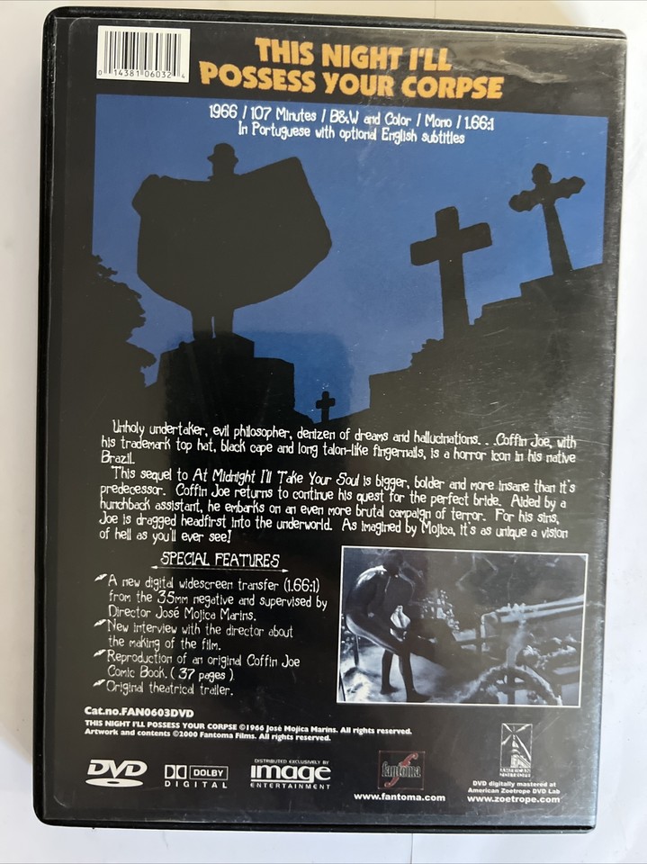 This Night I’ll Possess Your Corpse 2000 Fantoma DVD Coffin Joe José ...
