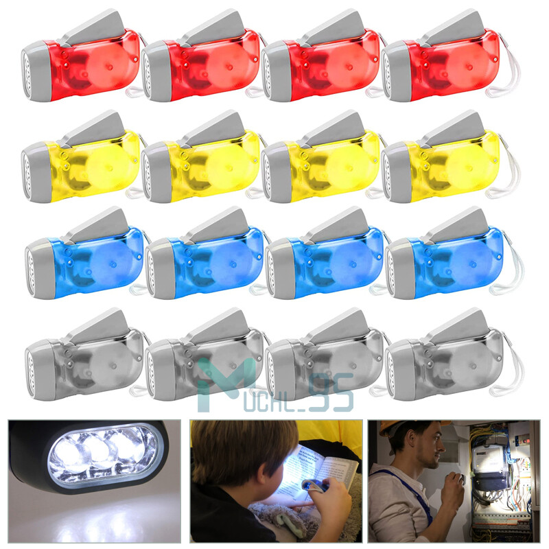 Camping Hand Crank Flashlight 3 LED Dynamo Handpress Powerful Emergency ...