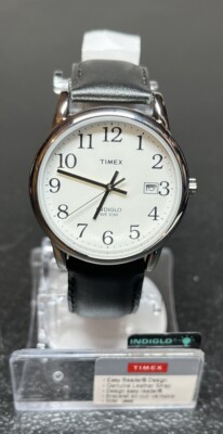 NEW Timex T2H281 35MM Men's Easy Reader Black Leather Watch, Indiglo ...