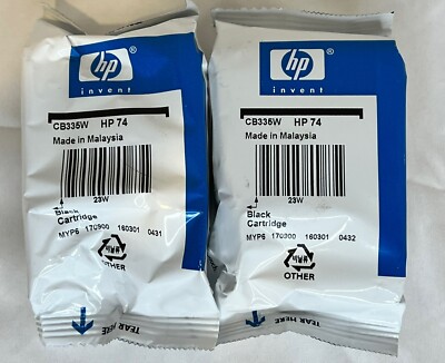 HP 74 Original (CB335WN) Black Noir Ink Cartridge 2 packs EXPIRED | eBay