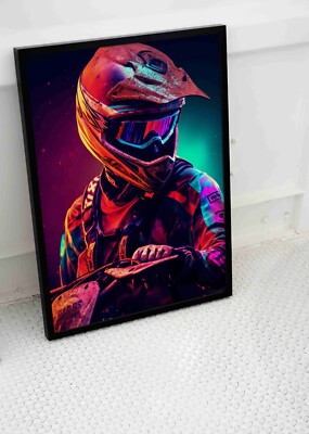 MOTOCROSS RIDER MOTORBIKE POSTER DIRT BIKE OFF ROAD RACING WALL ART A4 ...