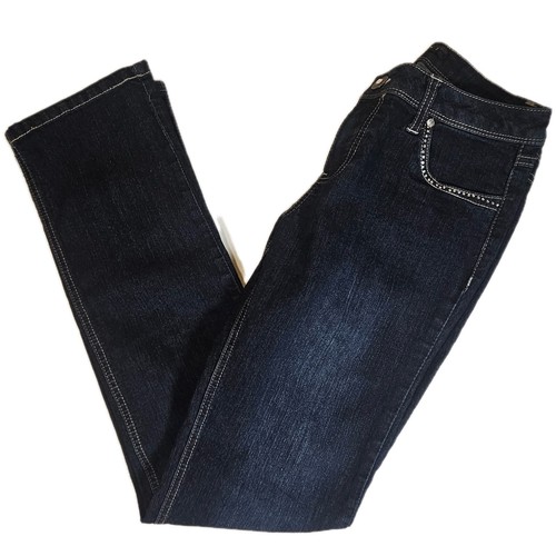 Baccini Jeans Womens 4 Blue Dark Wash Bedazzled Pockets Embellished ...