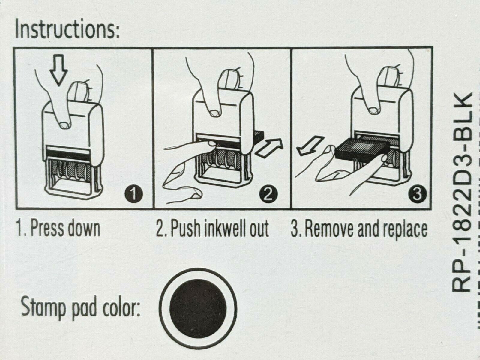 Deskmate Self-Inking Mini Dater Printer Stamp Black RP-1822-D3 | eBay ...