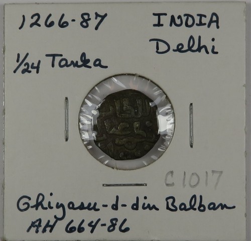 C1017 India, Delhi, Billon 1/24 Tanka of Ghiyasu-d-din Balban, 1266-87 ...