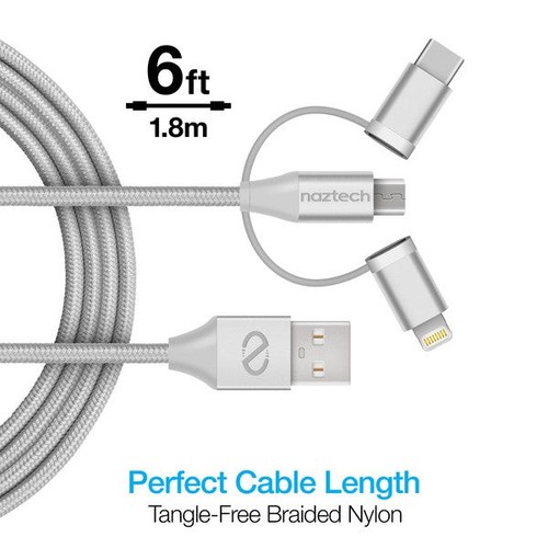 Naztech 3X1 Micro Lightning & USB-C Charge Cable | eBay
