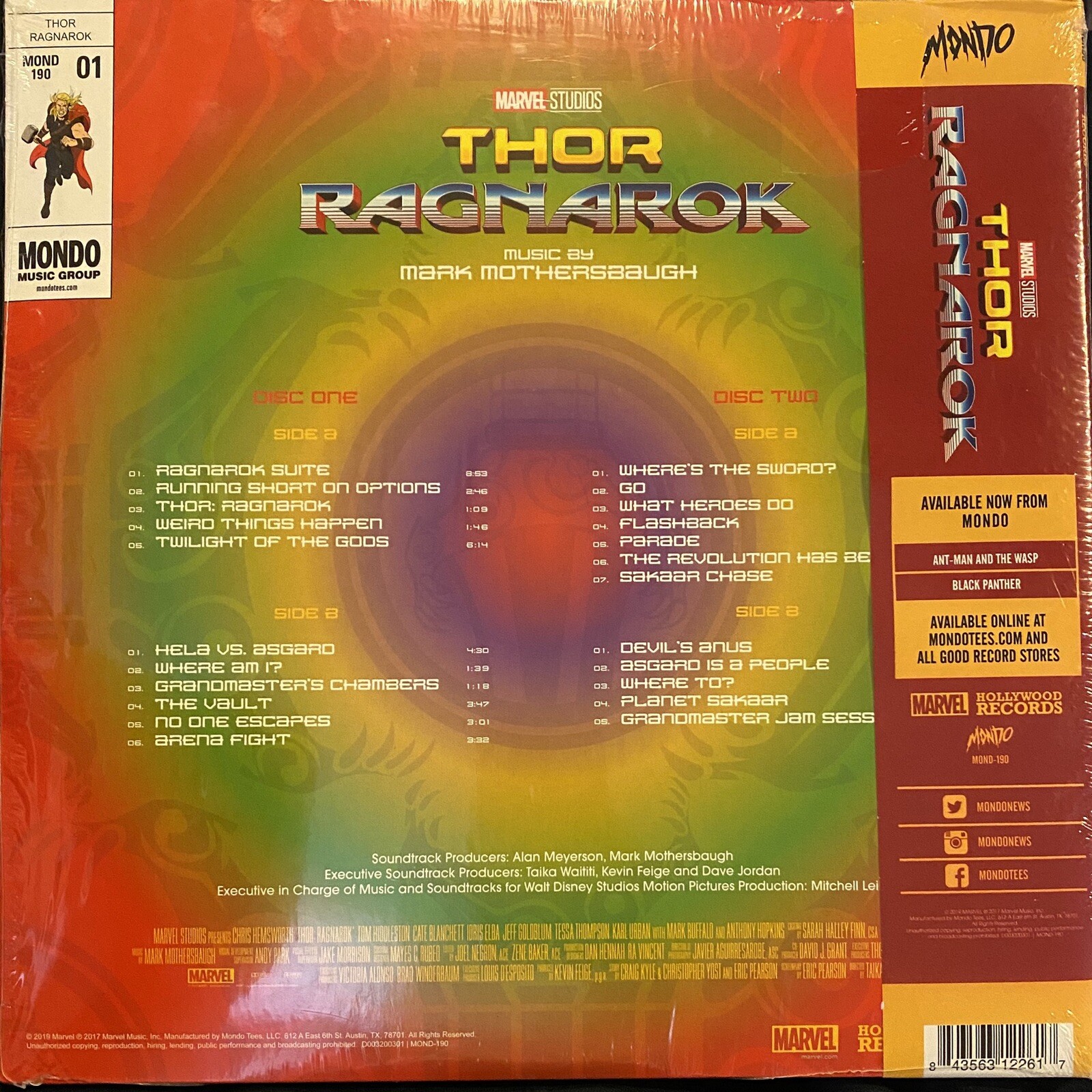MARK MOTHERSBAUGH Thor: Ragnarok (MOND190) THOR VS HULK VINYL Colored ...