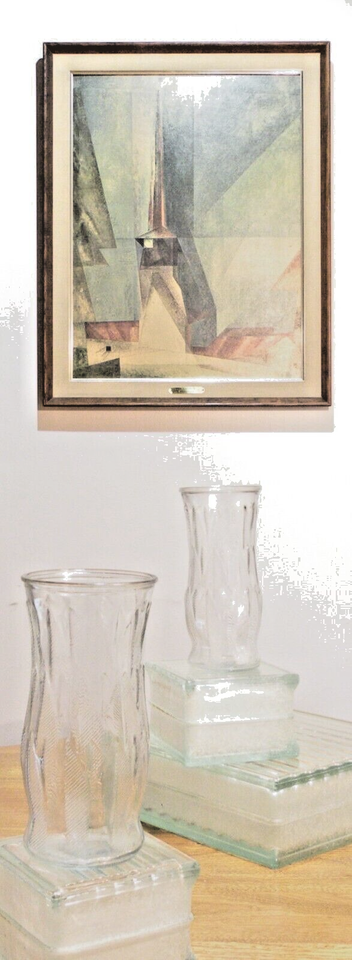 Brody Co Clear Glass Vases Raised Wheat Stalk Feather Pattern 9.5 & 8. ...