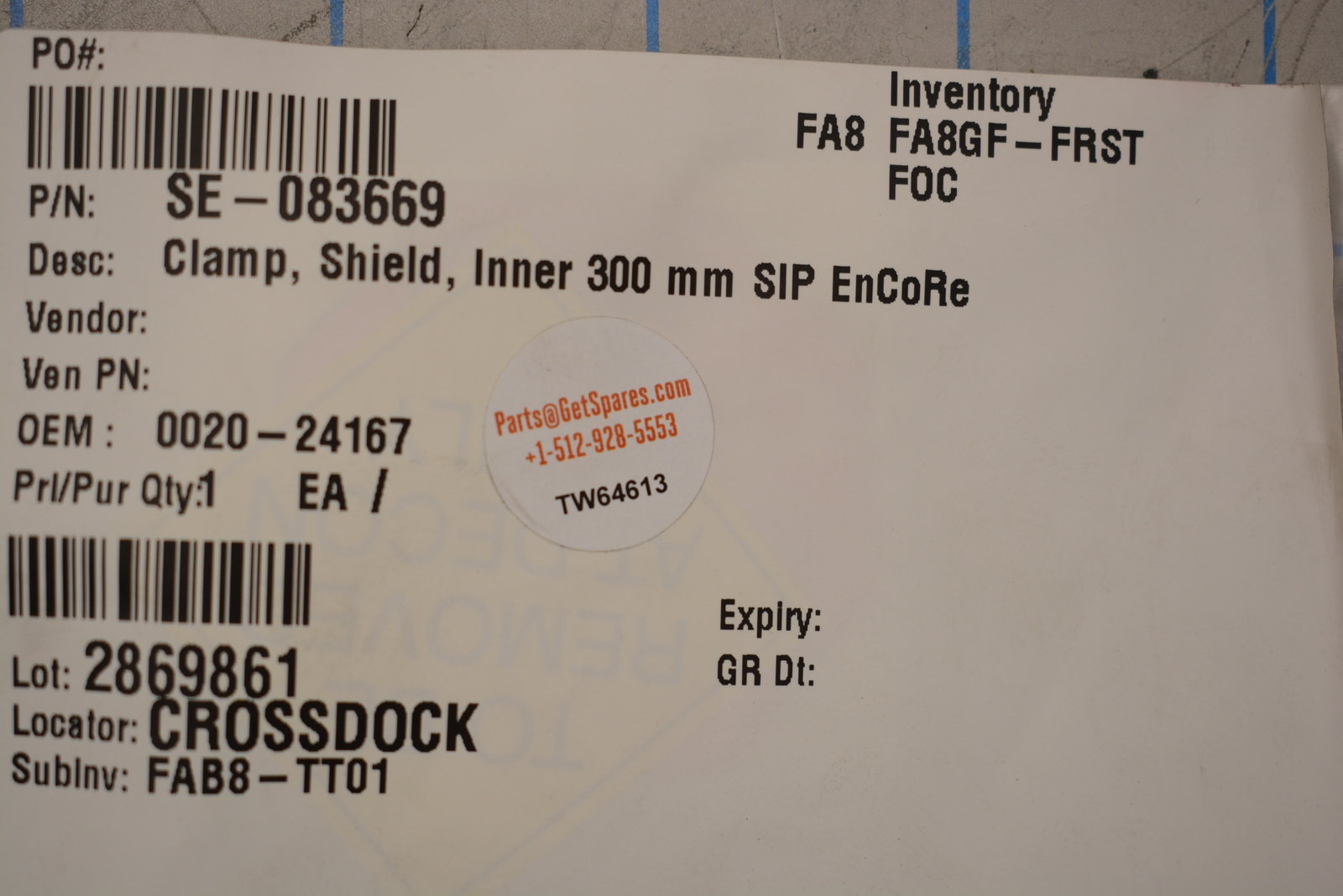 0020-24167 / CLAMP, SHIELD, INNER, 300MM SIP ENCORE SE-083669 / AMAT | eBay