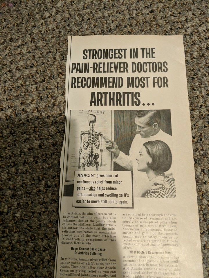Vintage Anacin Fast Pain Relief Ad Black & White Magazine Print ...