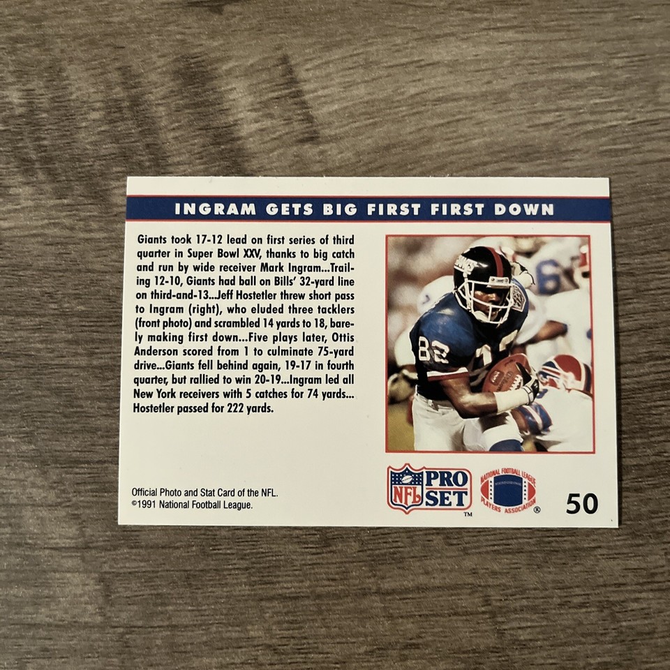 Mark Ingram 1991 Pro Set #50 New York Giants Buffalo Bills Super Bowl ...