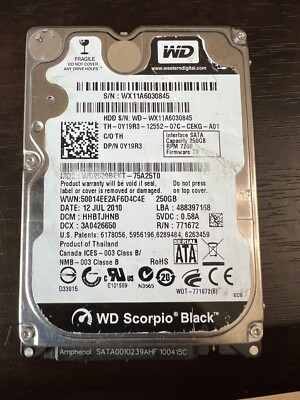 Western Digital Scorpio Black 250GB SATA 2.5 7200 RPM | eBay
