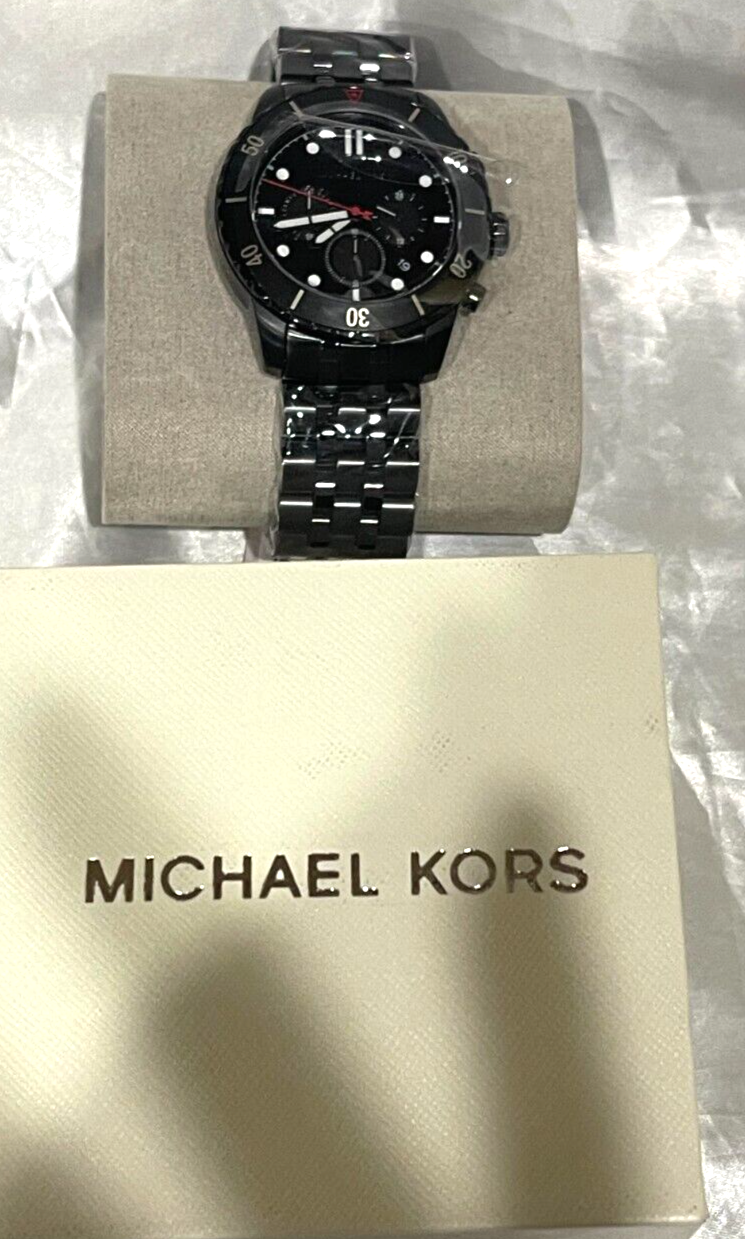 Michael Kors MK8965 Black Dial Stainless Steel Men Bracelet Chronograph ...