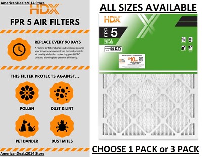 1 PACK or 3 PACK - Air Filter Standard Pleated FPR 5 Dust Filters ...