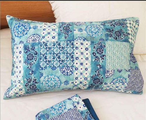 @@Lovely Country Blue Flower Patch Design Blue Border Cotton Quilted ...