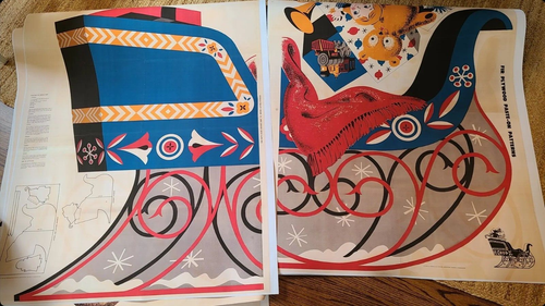 Reproduction Douglas Fir Plywood Santa, Sleigh and Reindeer Set Pattern ...