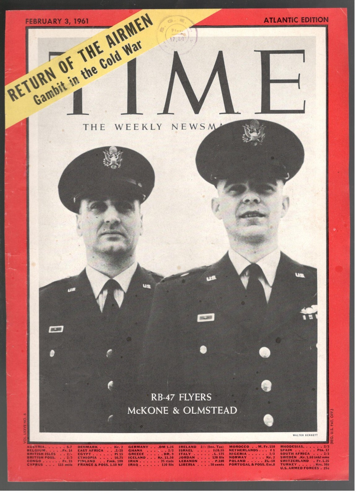 John McKone & Bruce Olmstead Rb-47 Flyers Time Cover 1961 Original 1 ...