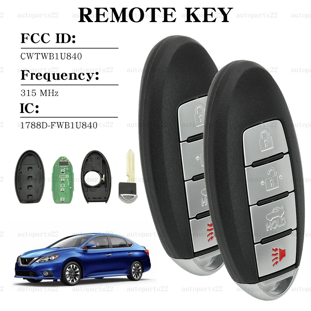 For 2013 2015 2016 2017 2018 Nissan Versa Sentra Remote Key fob ...