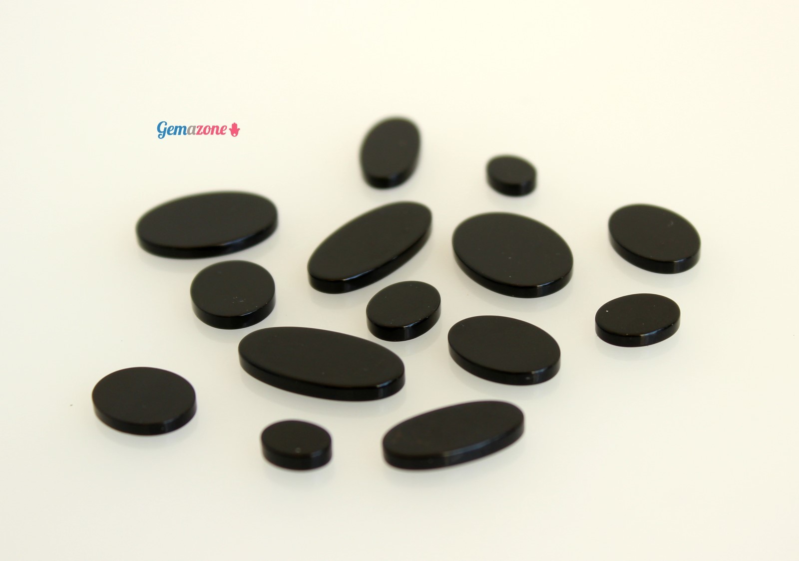 18X13MM Loose Gemstone Oval Flat Natural Genuine Black Shiny Onyx Disc ...