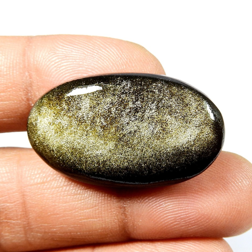 Sparkle Golden Sheen Obsidian Cabochon Oval Shape Natural Gemstone 31 ...