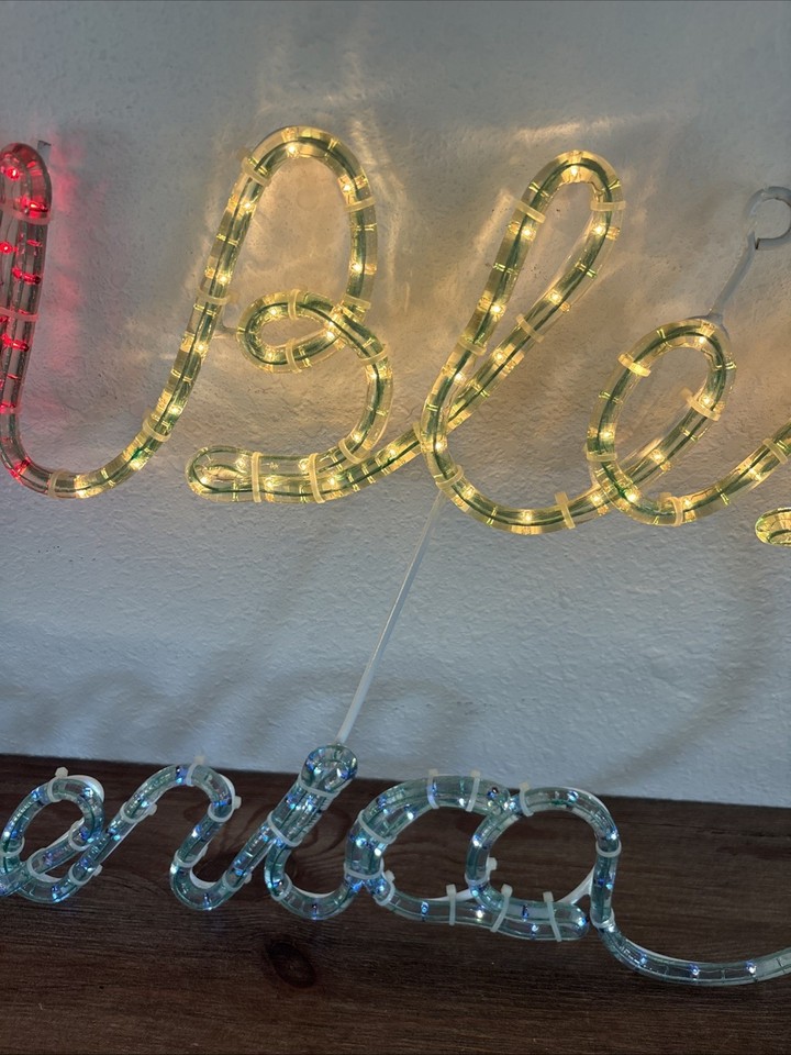 Vtg Lighted GOD BLESS AMERICA Sign Rope Light Sculpture Outdoor 30 X 15 ...