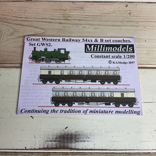 MILLIMODELS CARD KIT #GWS2 Great Western Railway 54xx & B Set Coaches ...