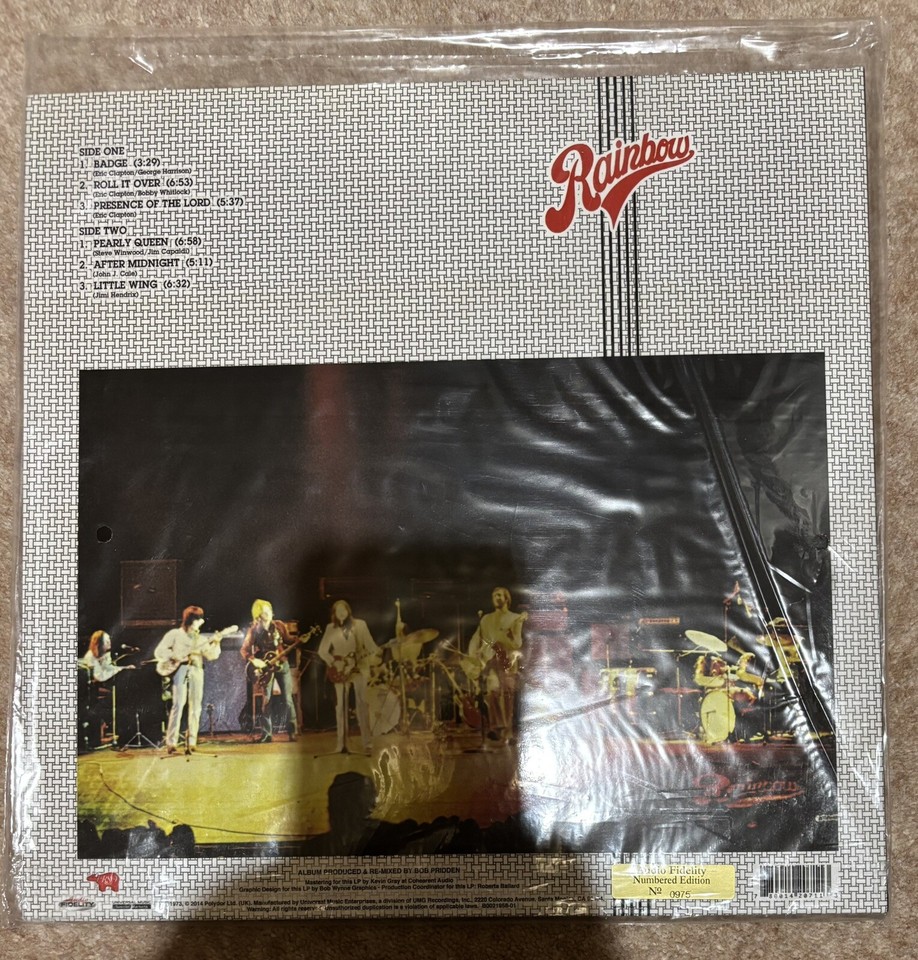 ERIC CLAPTON’s Rainbow Concert Audio Fidelity 180g Numbered Vinyl LP ...