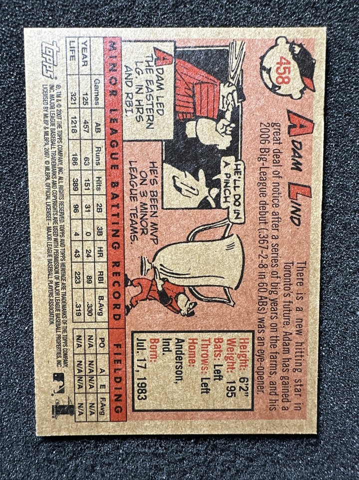 ADAM LIND #458 2007 Topps Heritage Rookie Card RC Toronto Blue Jays | eBay