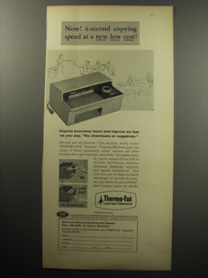 1957 3M Thermo-Fax Secretary Copying Machine Ad - Now 4-second copying ...
